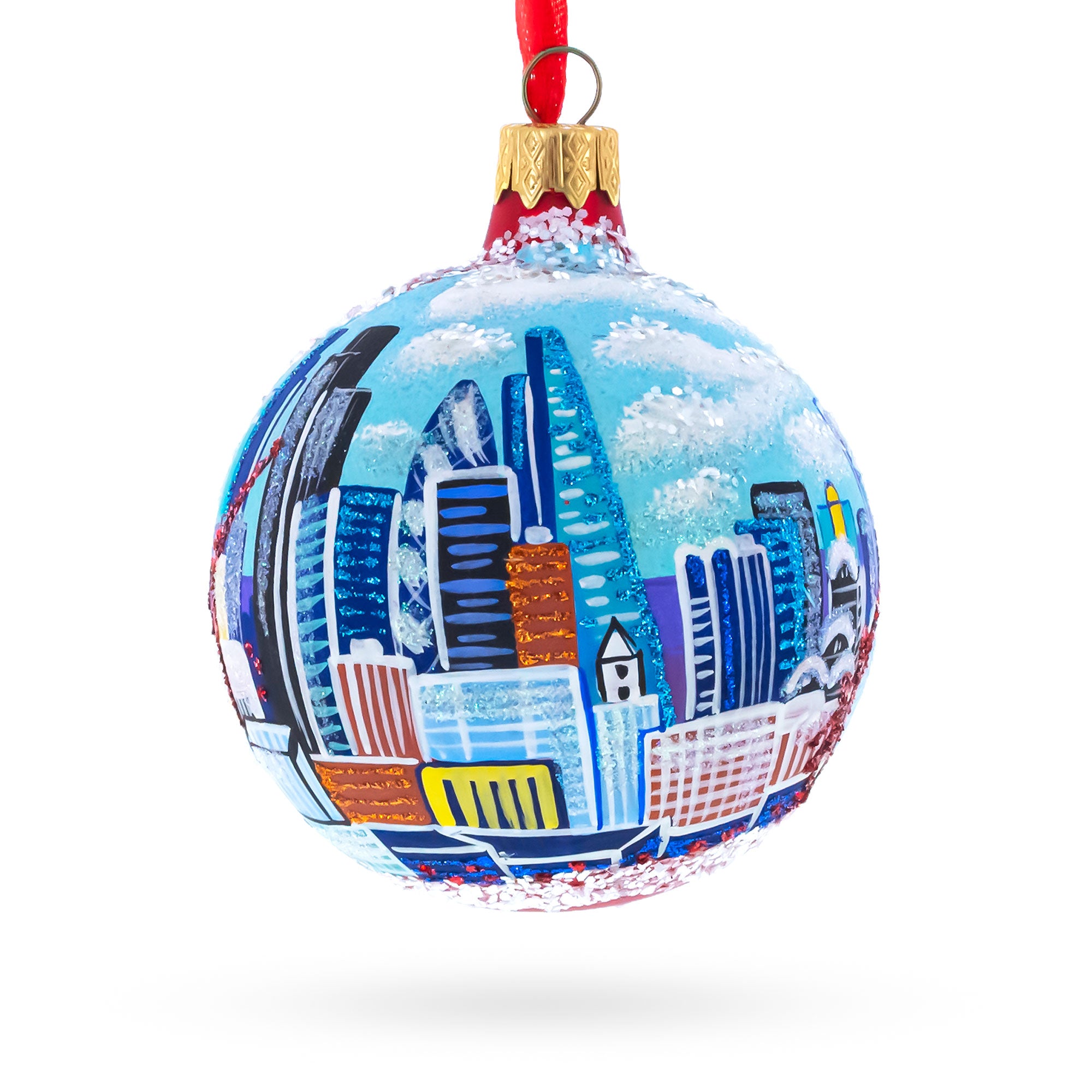 London City United Kingdom Glass Ball Christmas Ornament 3.25 Inches